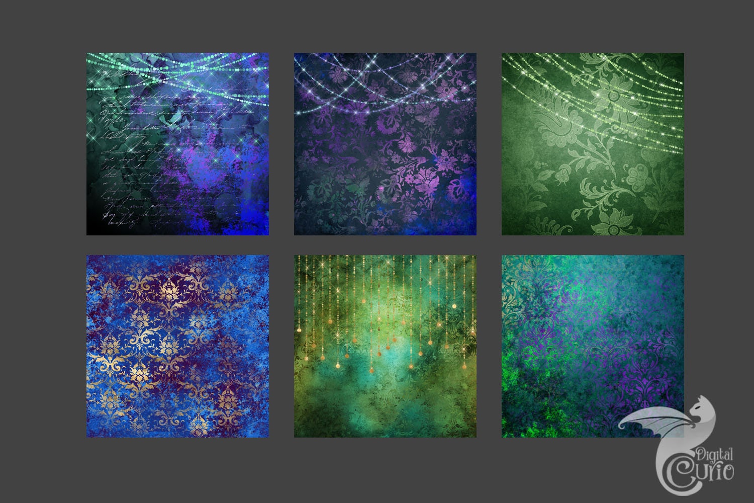 Peacock Enchantment Digital Paper Fantasy Backgrounds | Etsy