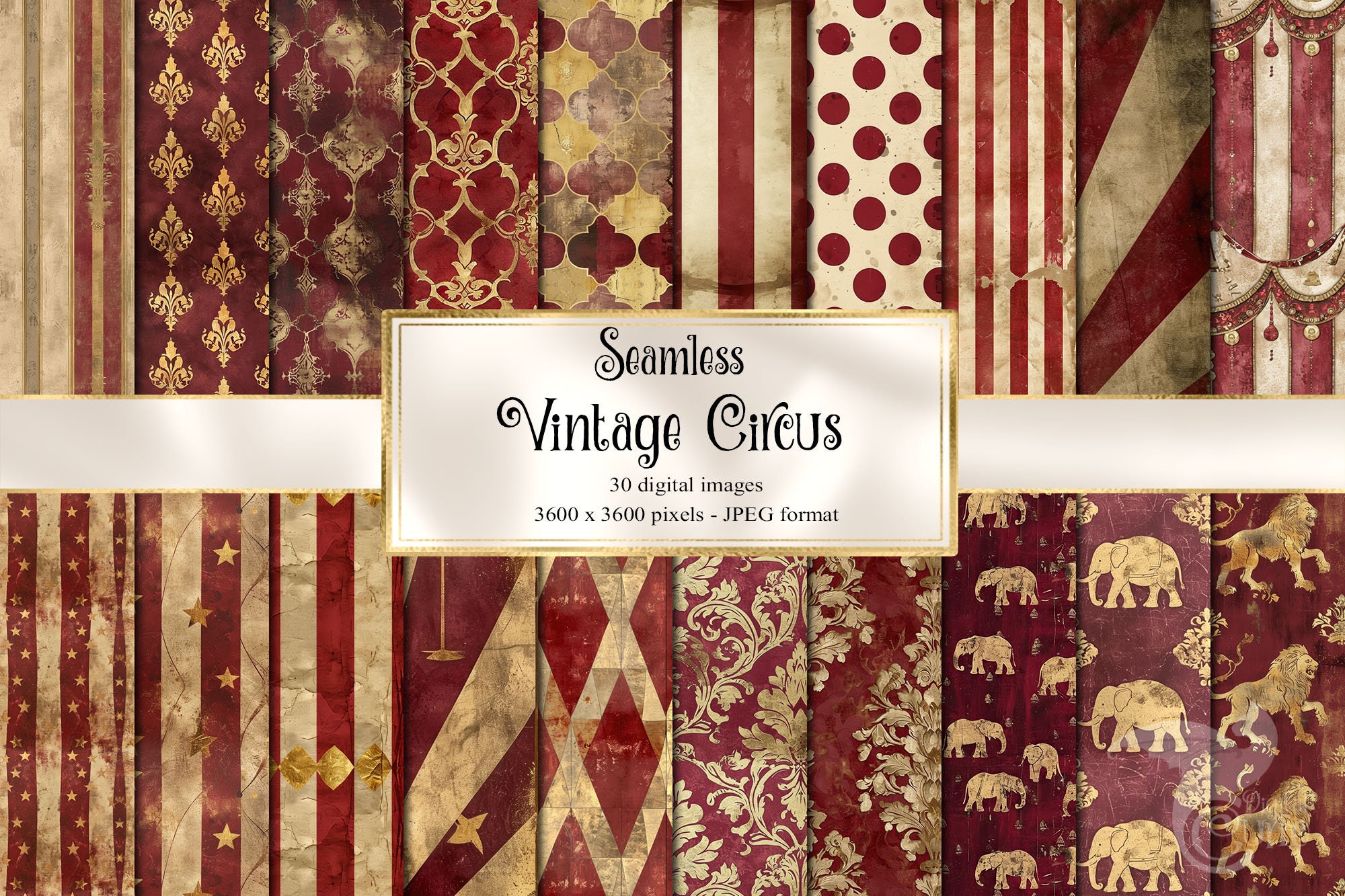 Vintage Circus Digital Paper, Victorian Grunge Textures (digital ...