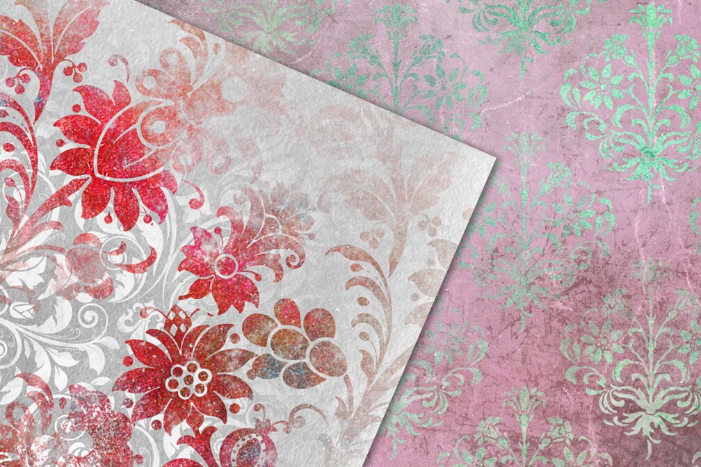 Whimsical Damask Digital Paper Light Distressed Grungy Gothic - Etsy