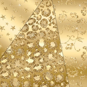 Sparkling Gold Digital Paper - Seamless Glitter Patterns With Animal ...
