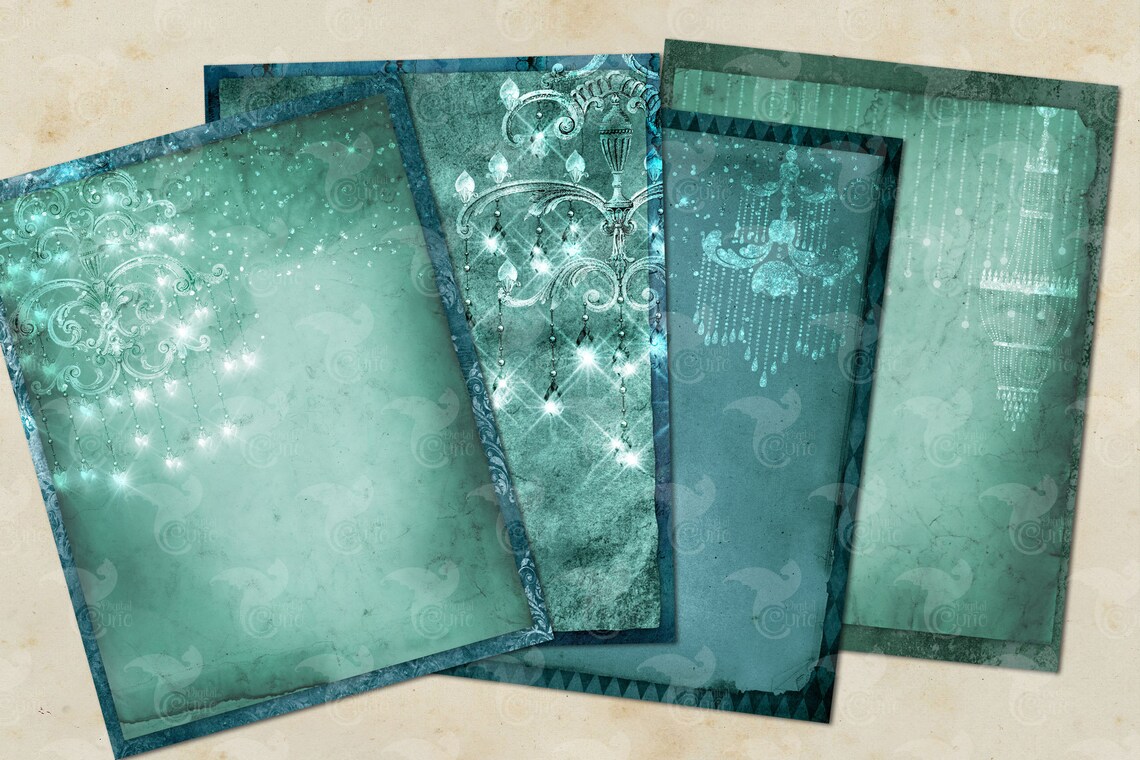 Cyan Chandelier Printable Notebook Pages Vintage Rustic - Etsy