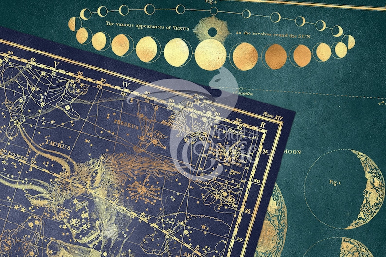 Gold Star Maps Digital Paper Printable Scrapbook Paper - Etsy