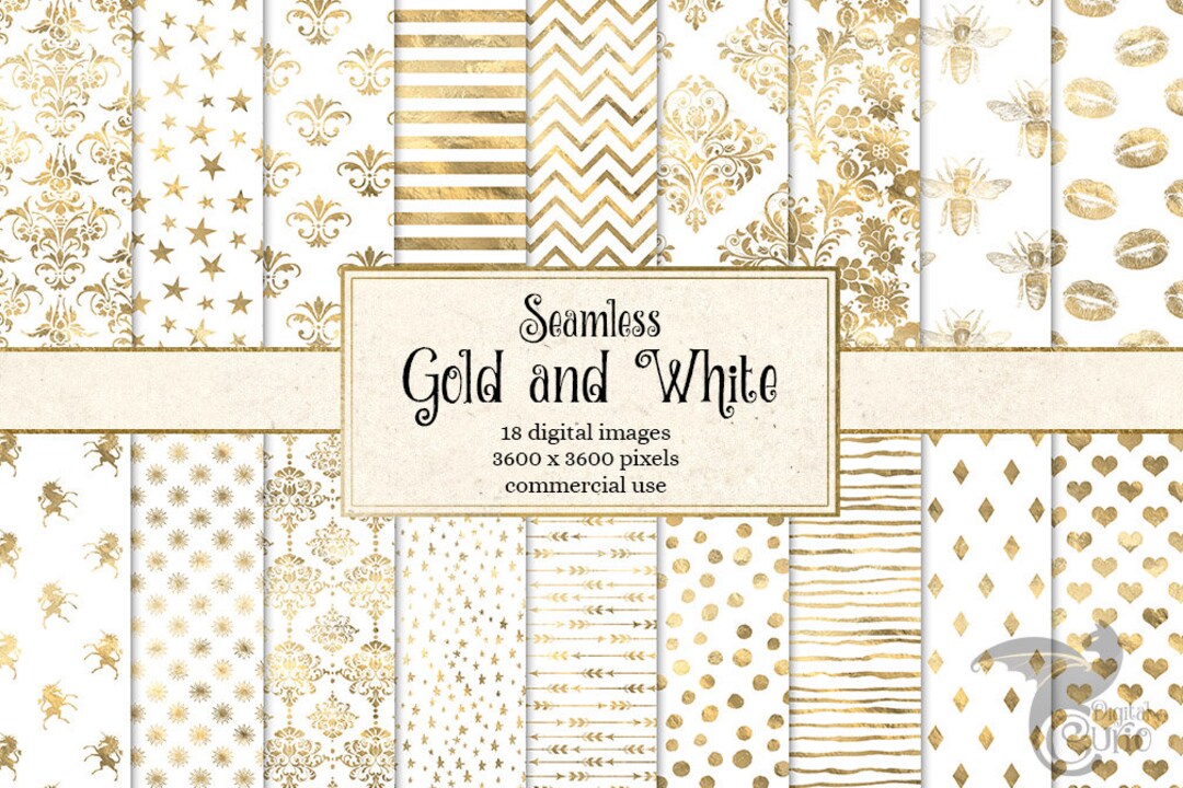 Gold Foil Digital Paper, Seamless Scrapbook Patterns (digital Download ...