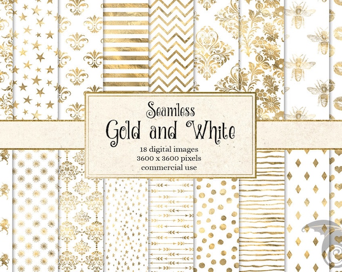 Gold and White Digital Paper Seamless Gold Foil Backgrounds - Etsy