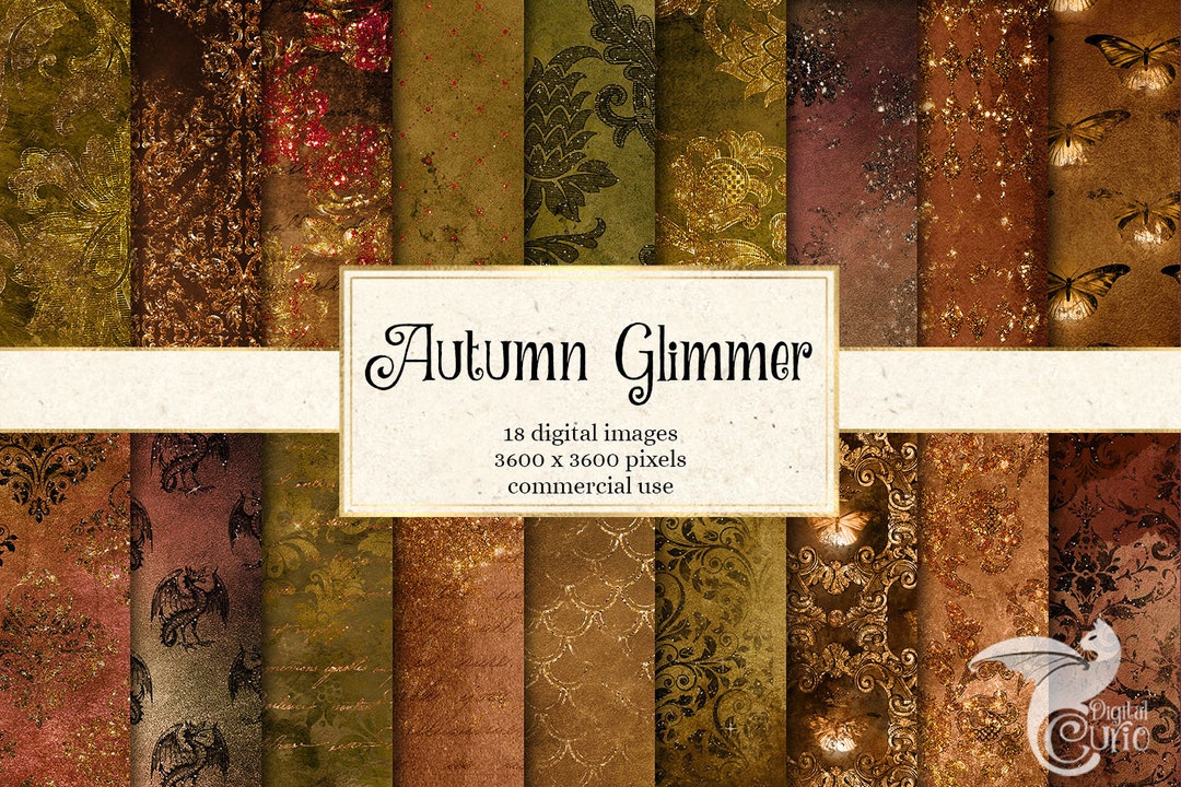 Autumn Glimmer Digital Paper, Fall Gothic Vintage Distressed Textures ...