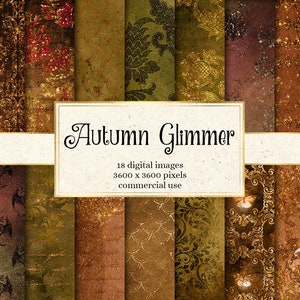 Autumn Glimmer Digital Paper, Fall Gothic Vintage Distressed Textures ...