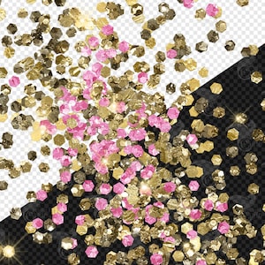 Chunky Pink and Gold Glitter Overlays, Digital Glitter Png Overlays ...