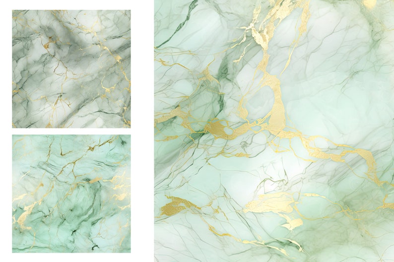 Mint and Gold Marble Digital Paper Textures (digital Download) - Etsy