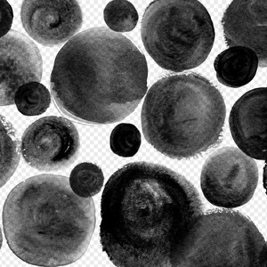 Black Watercolor Circles Clipart, Watercolour Blobs in Black Paint ...
