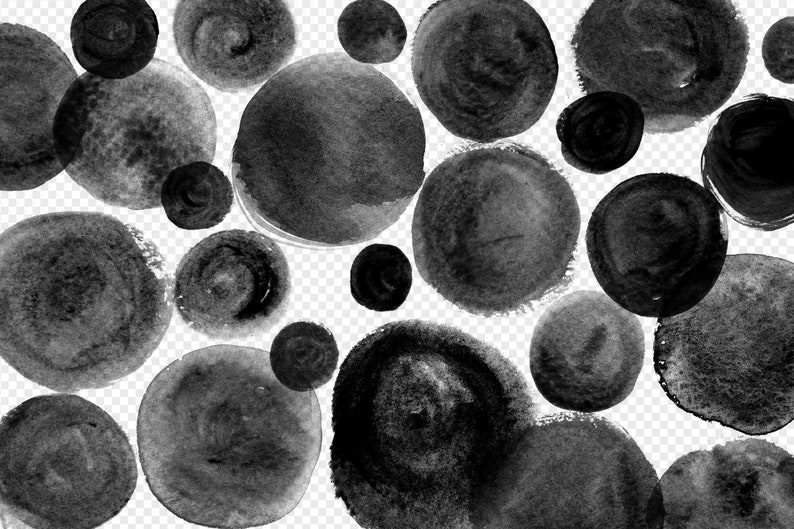 Black Watercolor Circles Clipart Watercolour Blobs in Black - Etsy