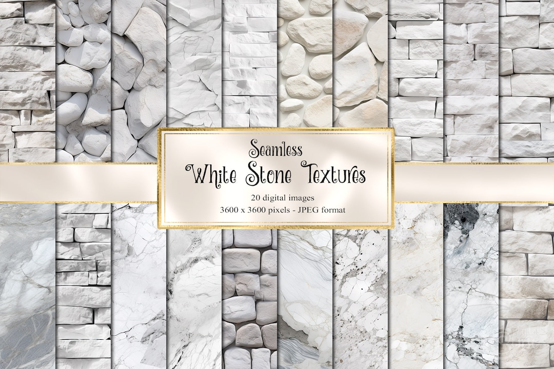 White Stone Textures Digital Paper, Seamless Rustic Brick Wall Digital ...