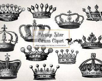Vintage Gold Crowns Clipart, Vintage Antique Royal Crown Clip Art ...