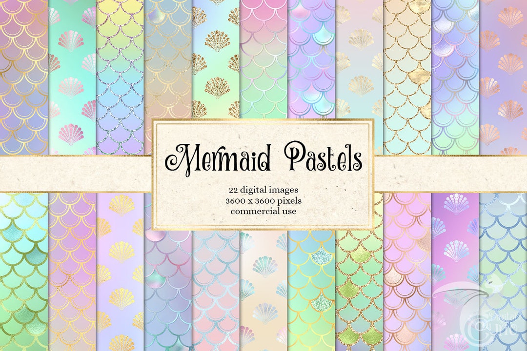 Mermaid Scale Digital Paper, Rainbow Gold Glitter (digital Download) - Etsy