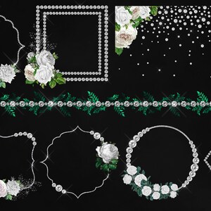 White Diamond Floral Frames Clipart, Wedding Frame Clip Art With ...