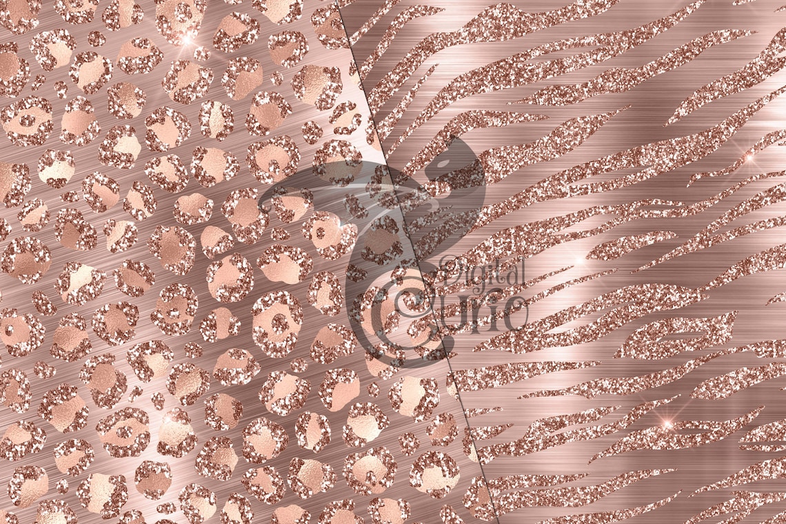 Rose Gold Glitter Animal Print Digital Paper Seamless Glam | Etsy