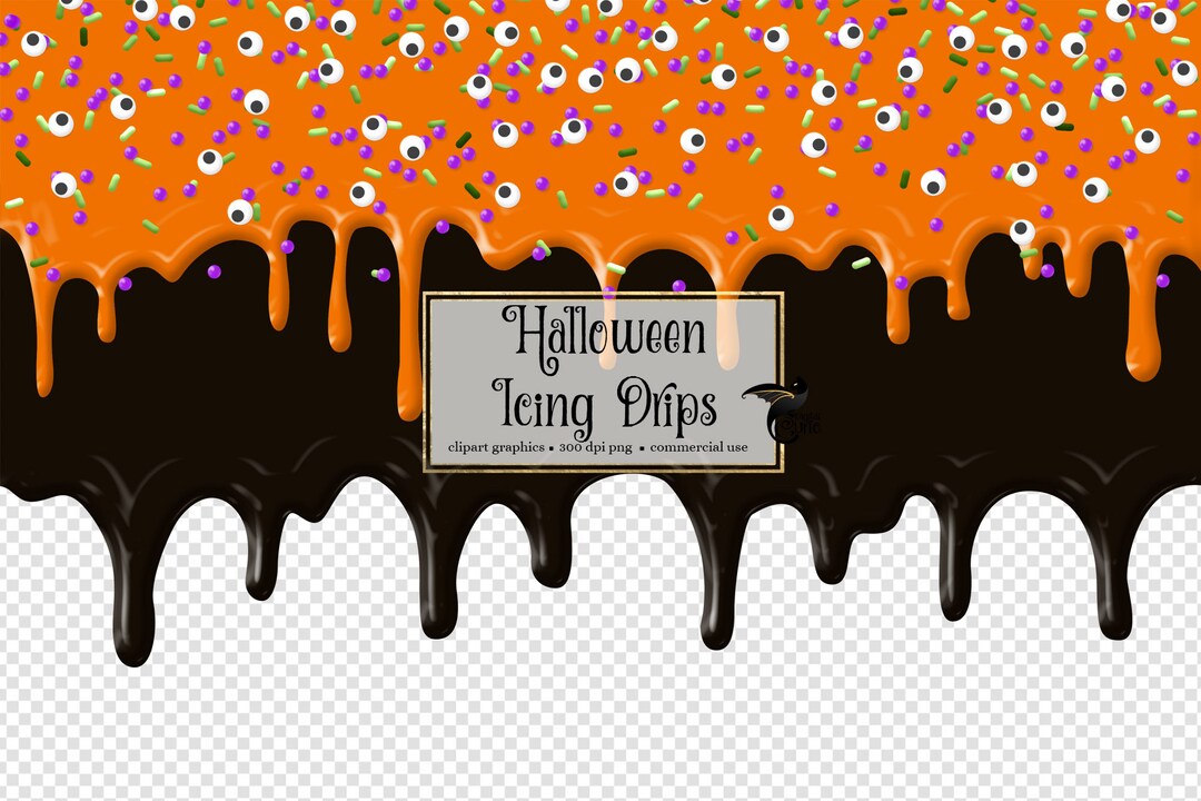 Halloween Icing Drips Clipart – Digital Frosting Overlays (commercial ...