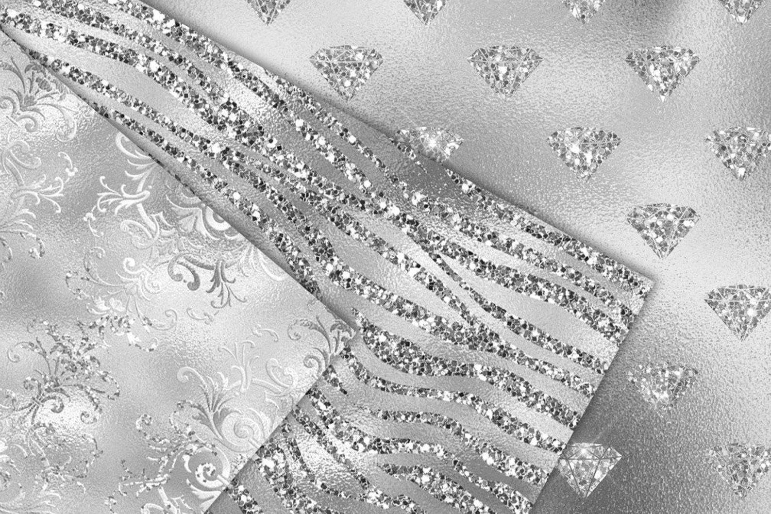 Silver Glam Digital Paper Seamless Silver Foil Sequin - Etsy