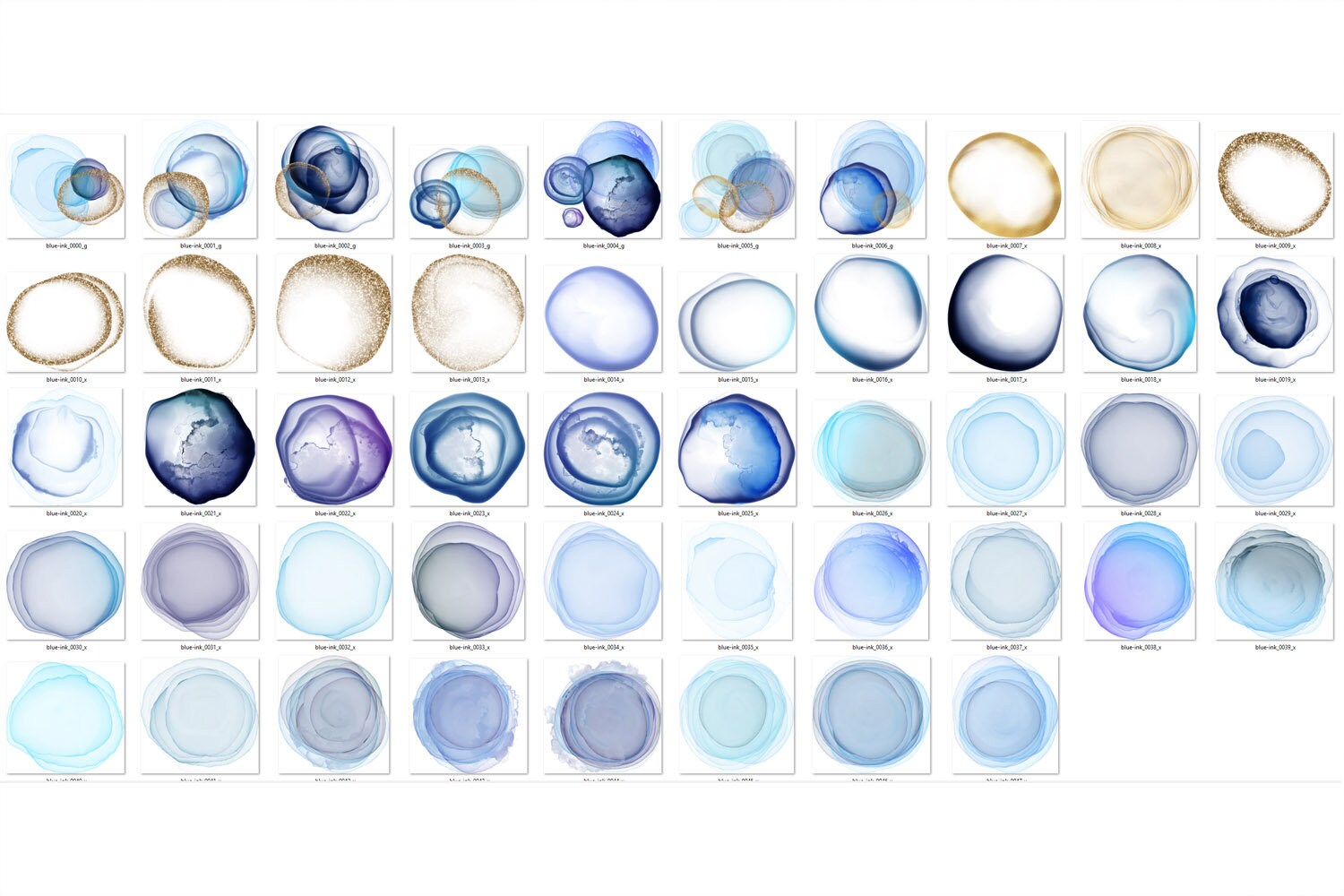 Blue Ink Circles Digital Paint Overlays Alcohol Ink - Etsy