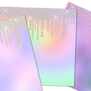 Rainbow Diamond Drips Digital Paper, Ombre Backgrounds With Sparkle ...