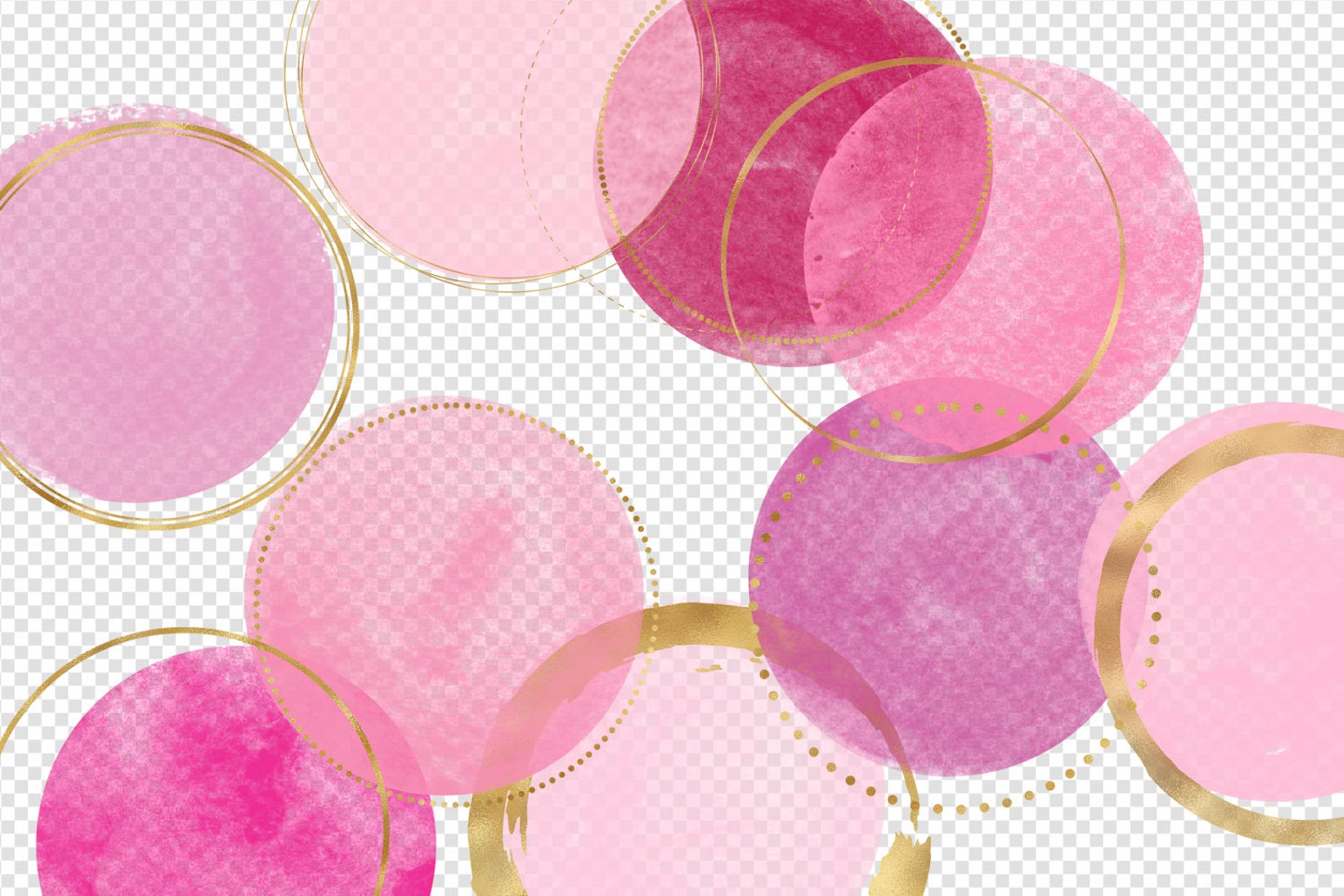 Pink and Gold Watercolor Circles Digital Paint Overlays | Etsy