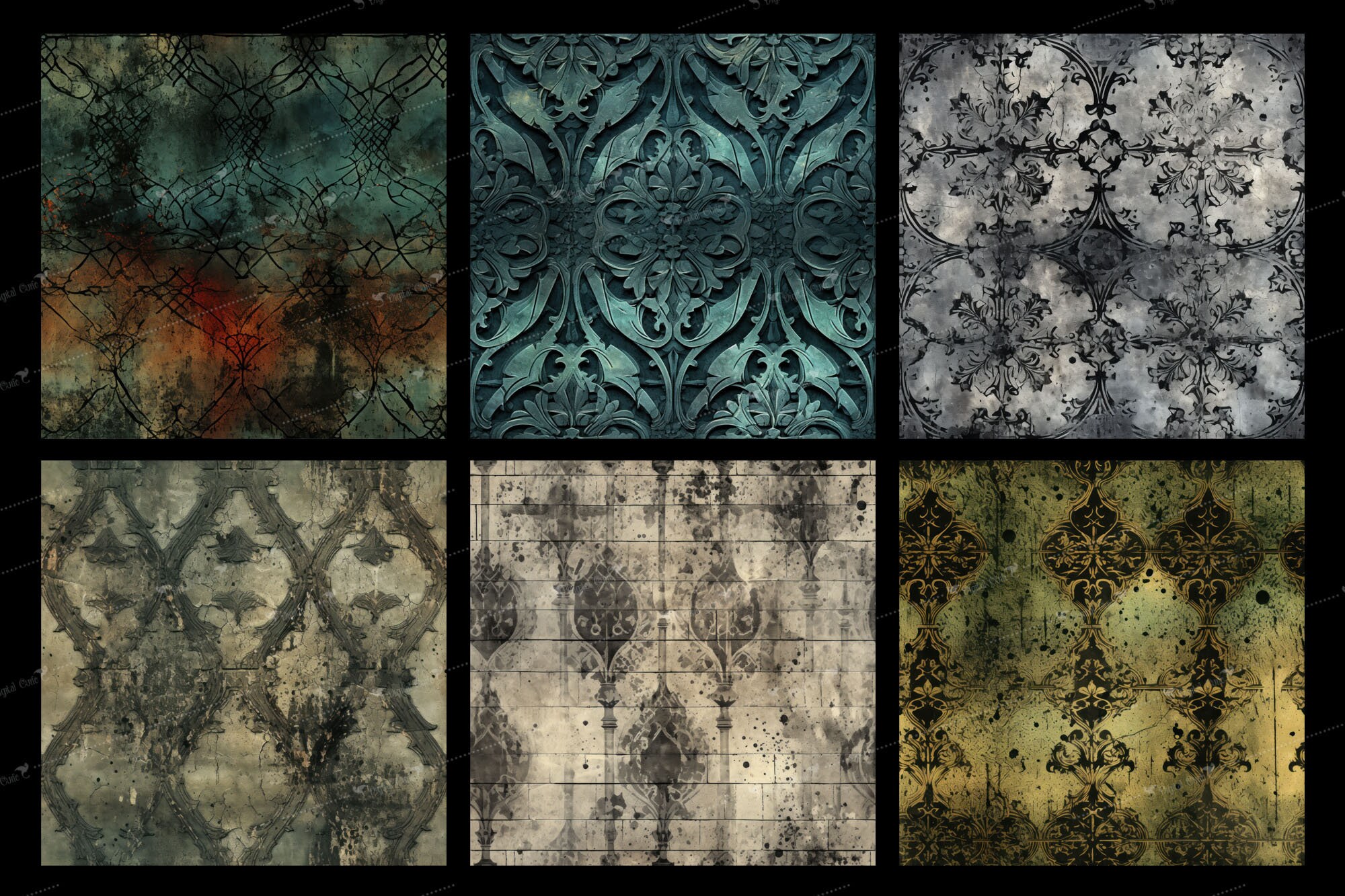 Gothic Grunge Digital Paper, Distressed Texture Backgrounds, Vintage ...