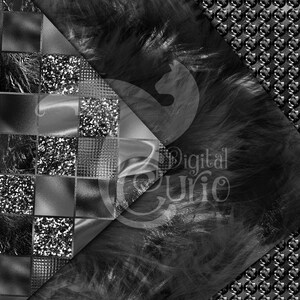 Luxury Black Digital Paper, Seamless Black Textures With Glam Metallic ...