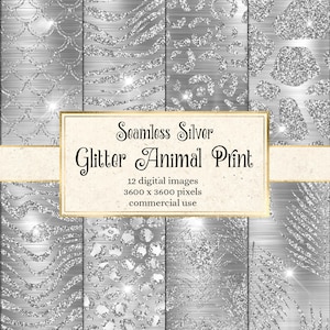 Silver Glitter Animal Print Digital Paper – Seamless Textures (digital ...