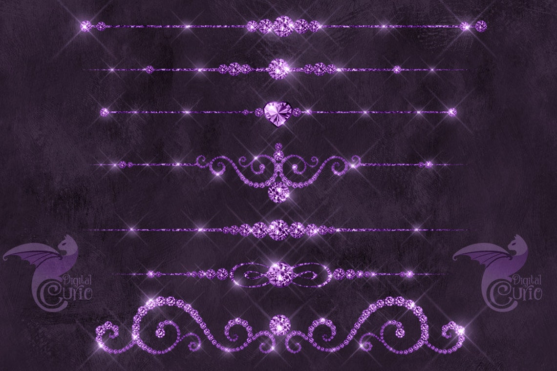 Purple Diamond Dividers Clipart Luxury Bling Wedding Clip - Etsy