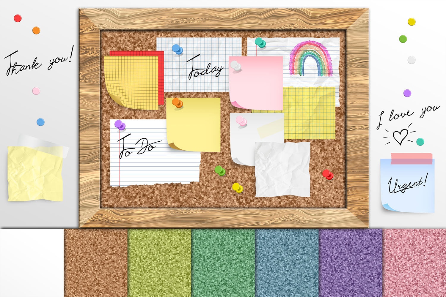 Cork Board Notes Sticky Notes and Reminders in PNG Format - Etsy UK