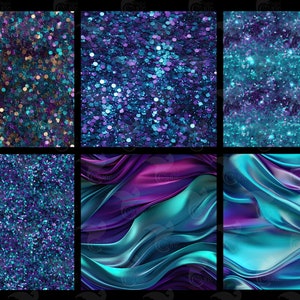 Mermaid Sparkle Digital Paper, Seamless Mermaid Disco and Scale ...