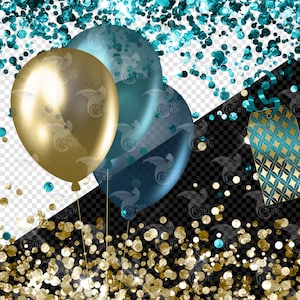 Teal and Gold Gift Clipart - Glam Birthday or Christmas Present Gift ...