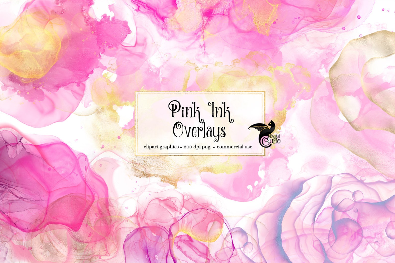 Pink Ink Graphic Elements ink overlays paint splatter | Etsy