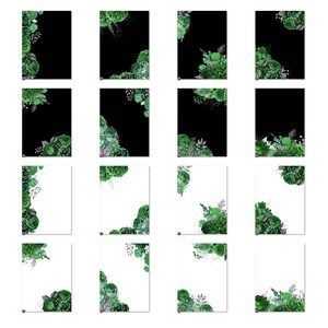 5x7 Green and Silver Floral Overlays for Invitations, Planners, Journal ...