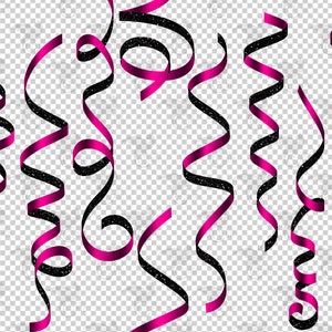 Fuchsia and Black Glitter Ribbon Clip Art – PNG Graphics (digital ...