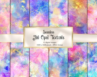 Opal Digital Paper, Jewel Rainbow Texture Backgrounds Printable ...