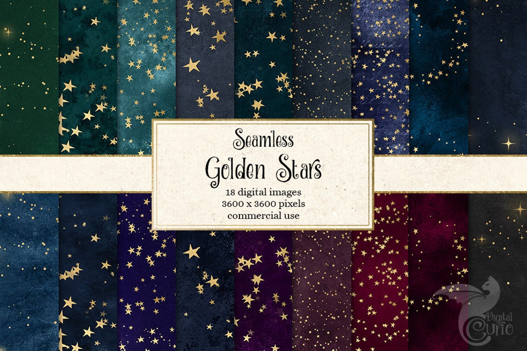 Gold Stars Digital Paper, Seamless Gold Star Backgrounds, Digital ...