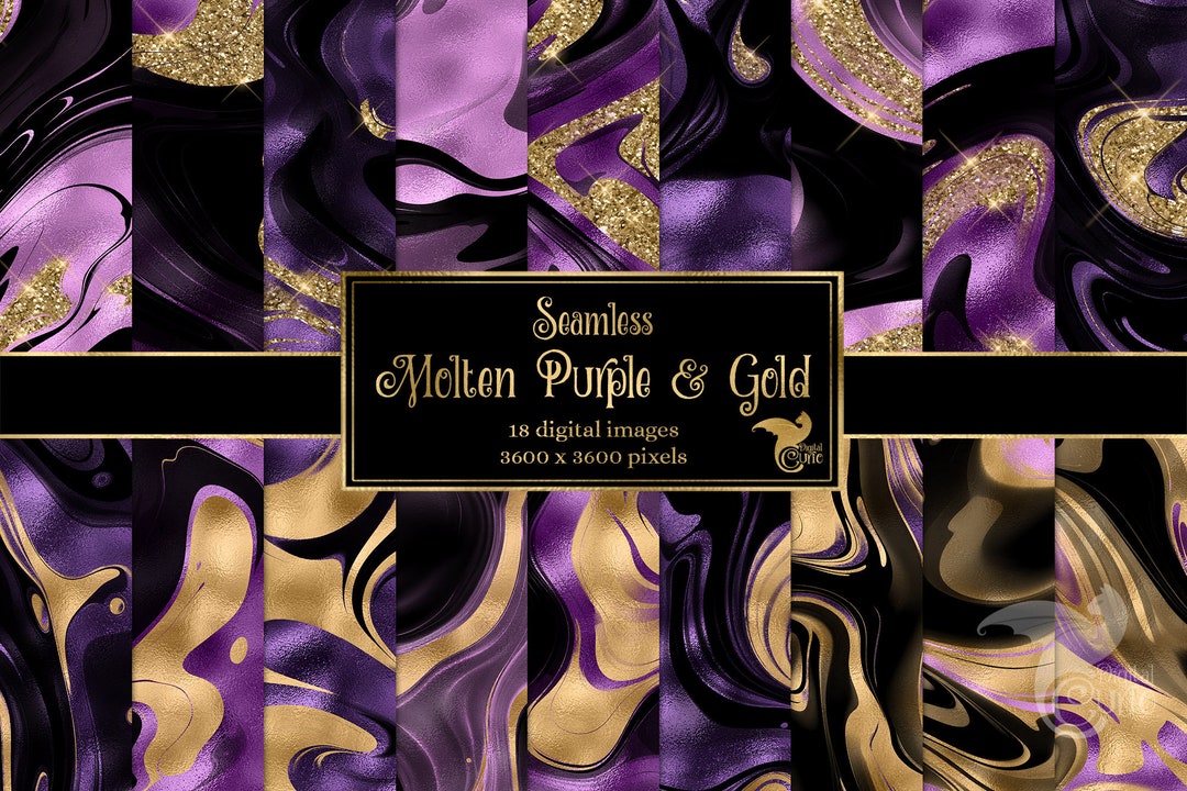 Purple and Gold Glitter Digital Paper, Liquid Foil Backgrounds (JPG) - Etsy