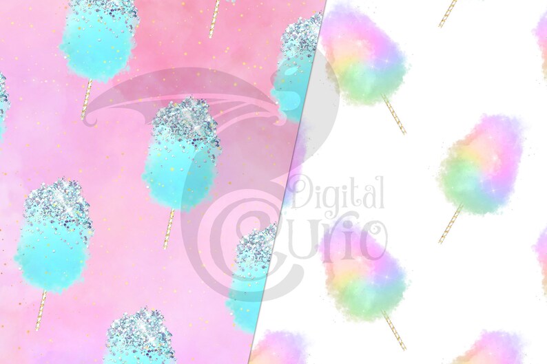 Cotton Candy Sparkle Digital Paper Seamless Rainbow Pastel - Etsy