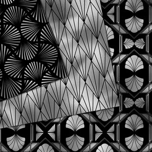 Black and Silver Art Deco Digital Paper, Seamless Deco Patterns in ...