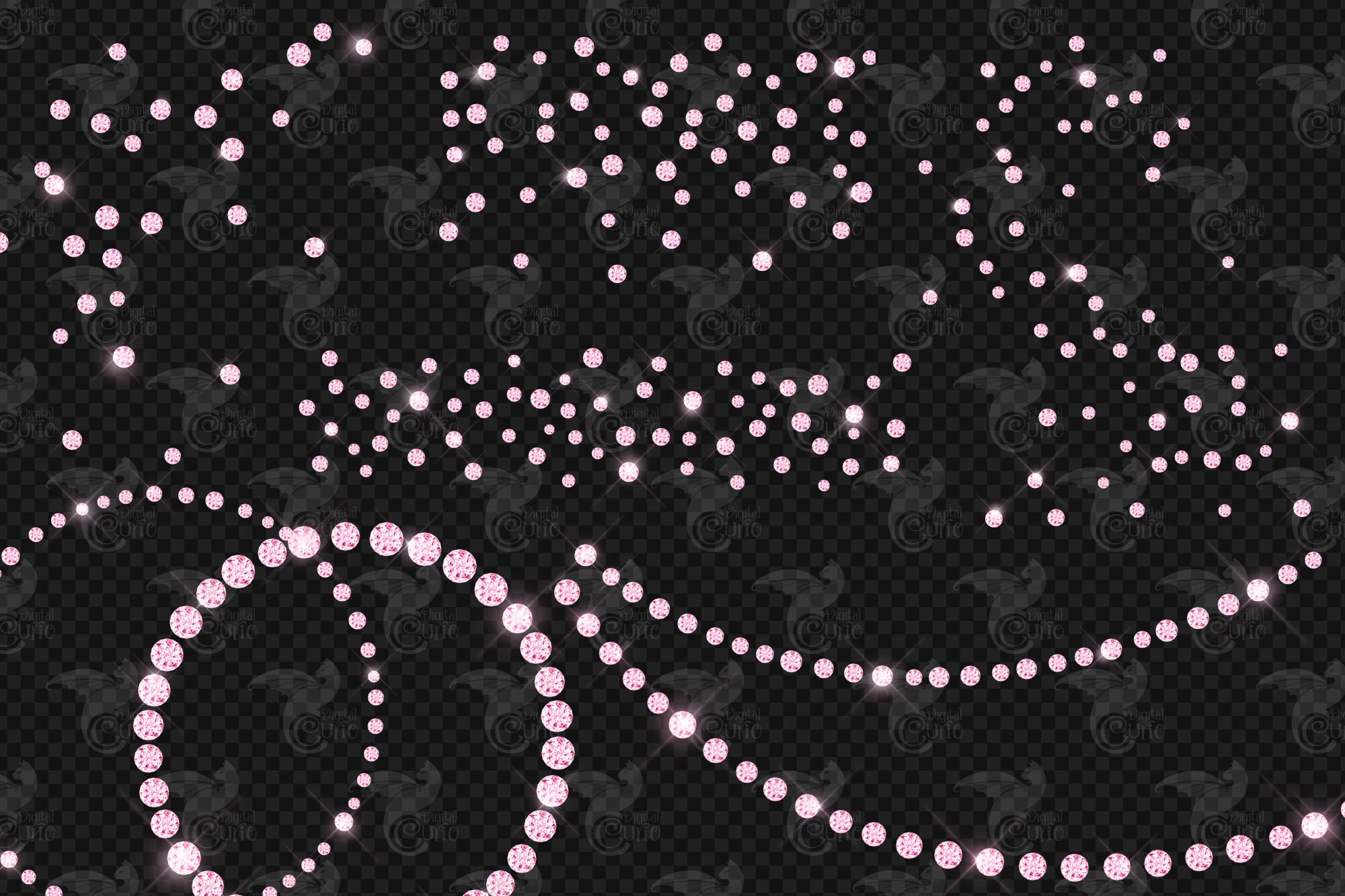 Pink Diamond Confetti Clipart Overlays, Glam Photo Overlays (digital ...
