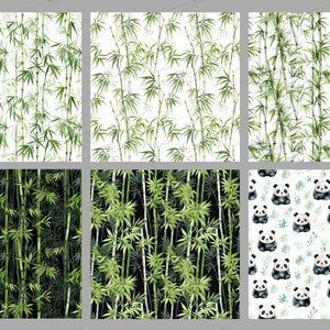 Watercolor Panda Bamboo Digital Paper, Seamless Printable Textures ...