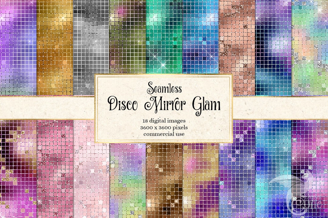 Disco Mirror Glam Digital Paper - Seamless Shimmer Tileable Backgrounds ...