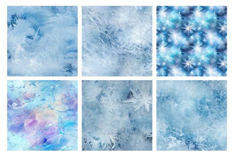Shimmering Snow Digital Paper - Frost and Snowflakes Ice Textures ...