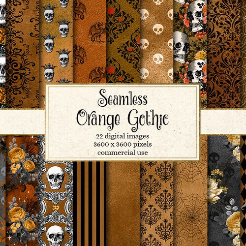Vintage Halloween Digital Paper Textures Antique Skull Damask - Etsy