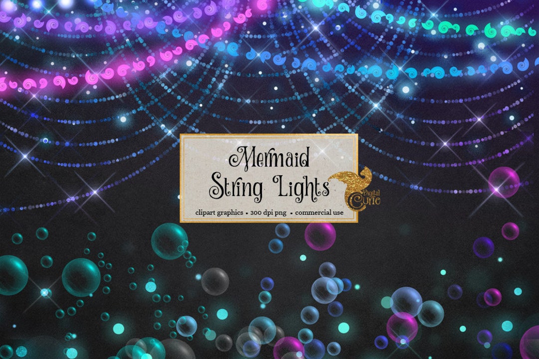 Mermaid String Lights Clipart, Shell Lights Overlay (instant Download ...