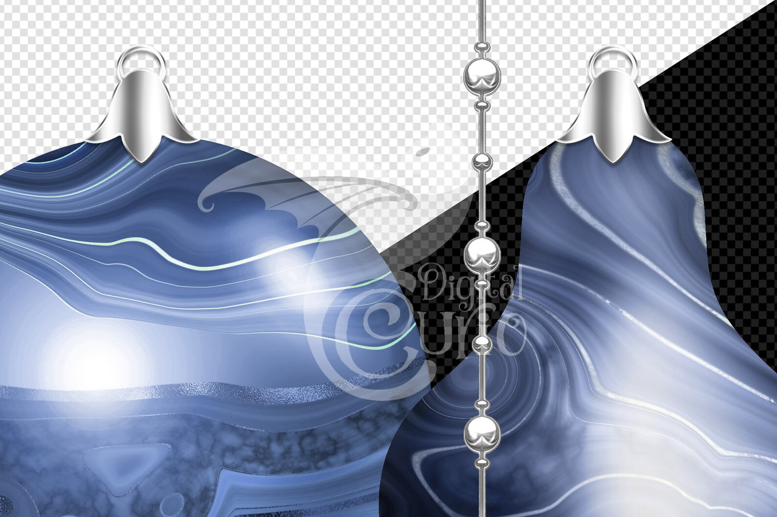 Blue Agate Christmas Ornaments Clipart Digital Christmas Ball - Etsy