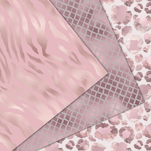 Pink Shimmer Animal Print Digital Paper, Seamless Animal Skin Patterns ...