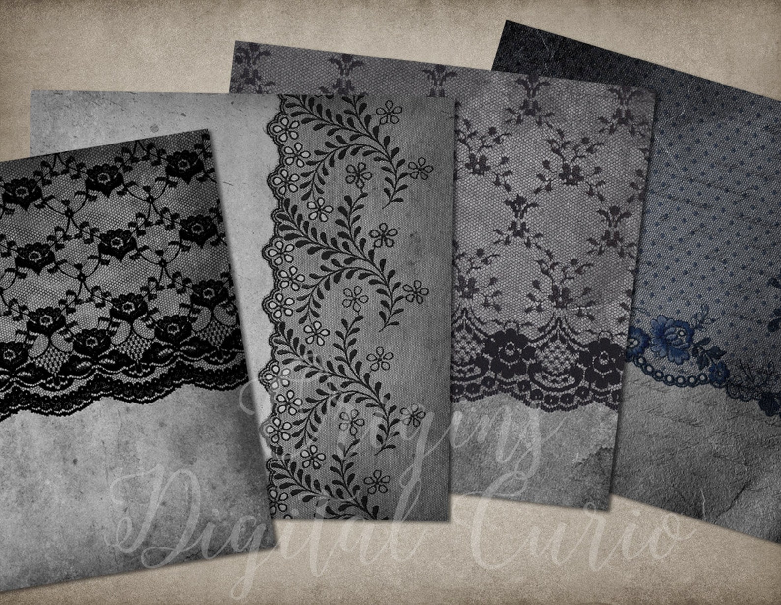 Black Lace Digital Paper Lace Backgrounds Victorian Gothic - Etsy