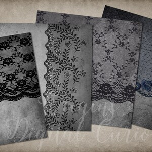 Black Lace Digital Paper, Lace Backgrounds, Victorian Gothic Grunge ...