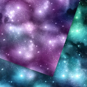 Watercolor Galaxy Digital Paper, Seamless Night Sky Backgrounds Digital ...